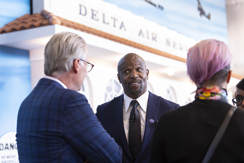 Actor Terry Crews with CEO Ed Bastian at human trafficking rally | Delta News Hub